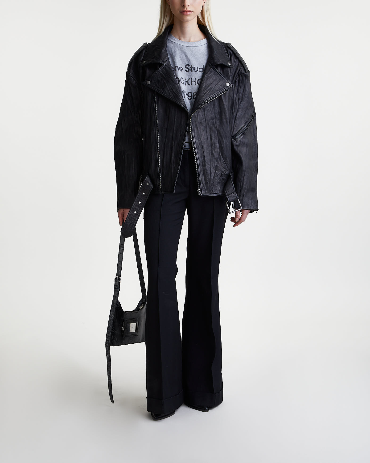 Acne Studios Jacket Crinkle Leather Biker | WAKAKUU