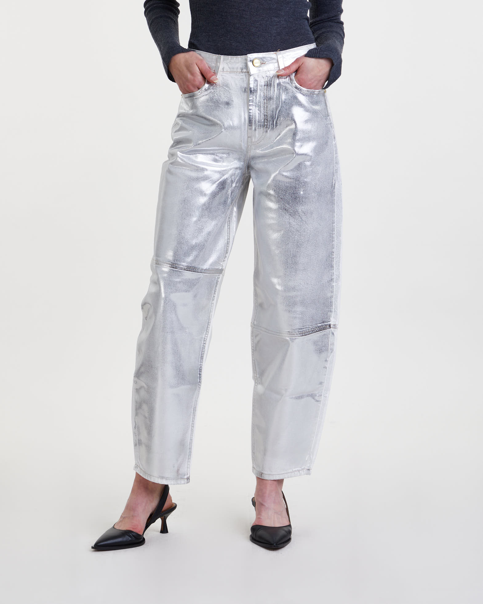 GANNI Jeans Foil Denim Stary | WAKAKUU