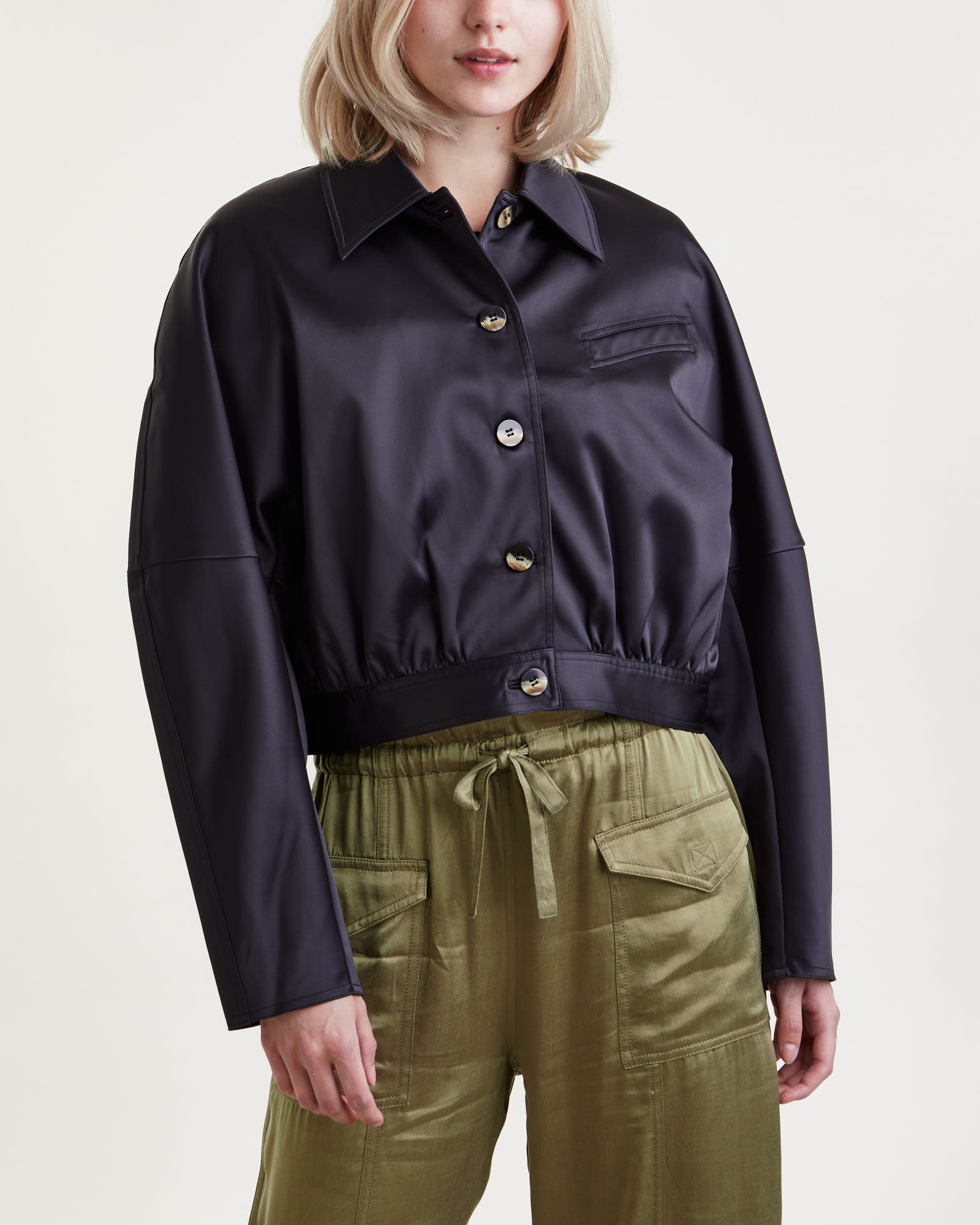 Ganni Jacket Double Satin Short | WAKAKUU